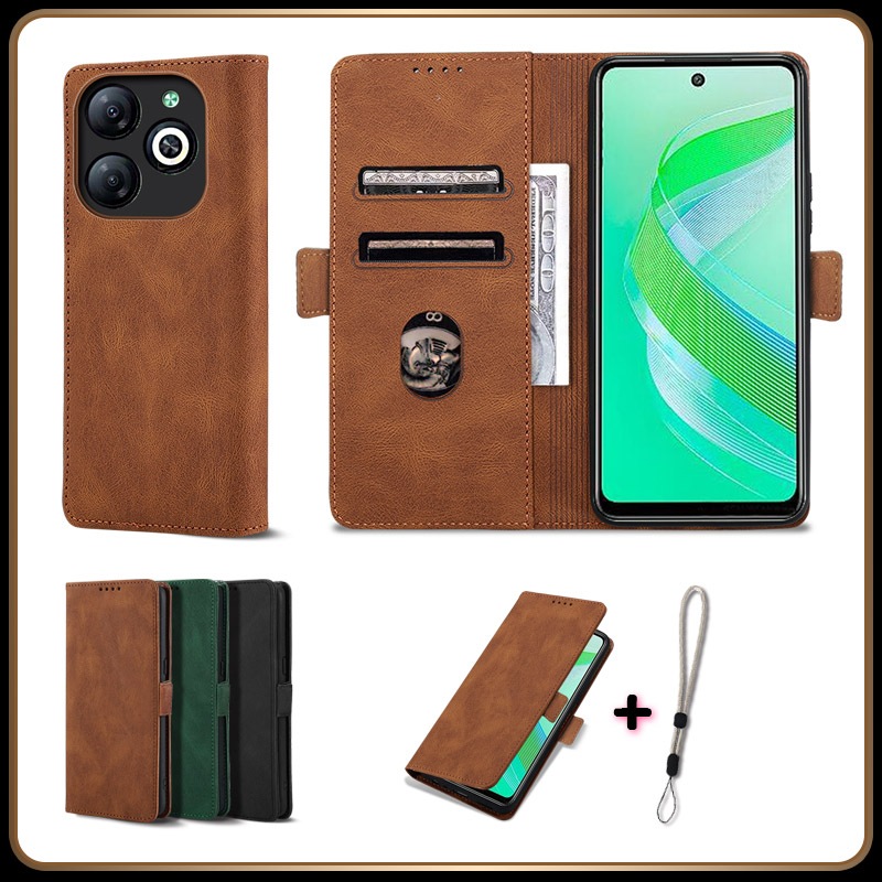 กระเป๋าสตางค์ปลอกสําหรับ Itel P55 4G/A666L ซองหนังพลิกแม่เหล็กช่องเสียบ ...