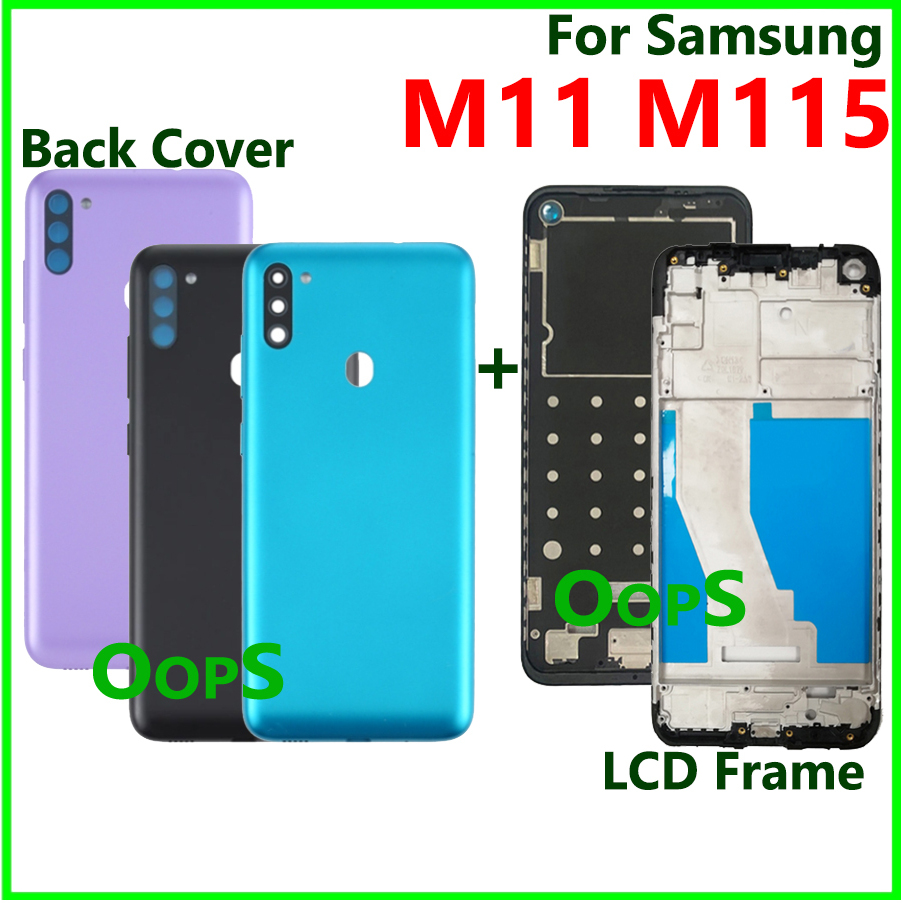 สําหรับ Samsung M11 M115 LCD ด้านหน้ากรอบกลางฝาครอบแบตเตอรี่ด้านหลัง ...