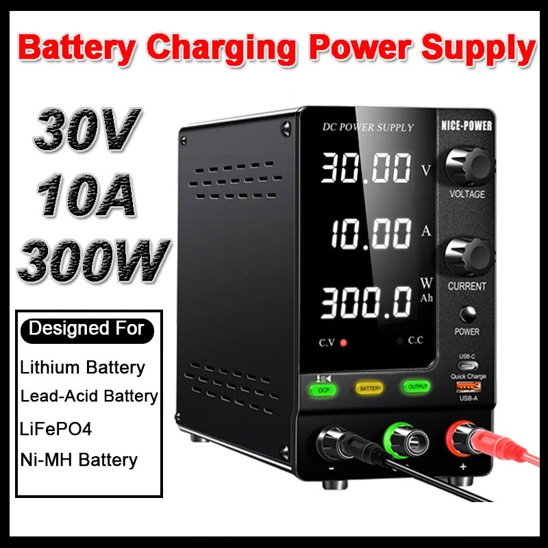 Nice-power DC Power Supply 30V 10A พร้อมพอร์ต Type-C, แหล่งปรับได้ 60V ...