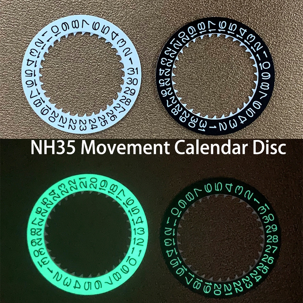 Green Luminous Watch Calendar Disc Black/White Date Day Wheel Disc ...