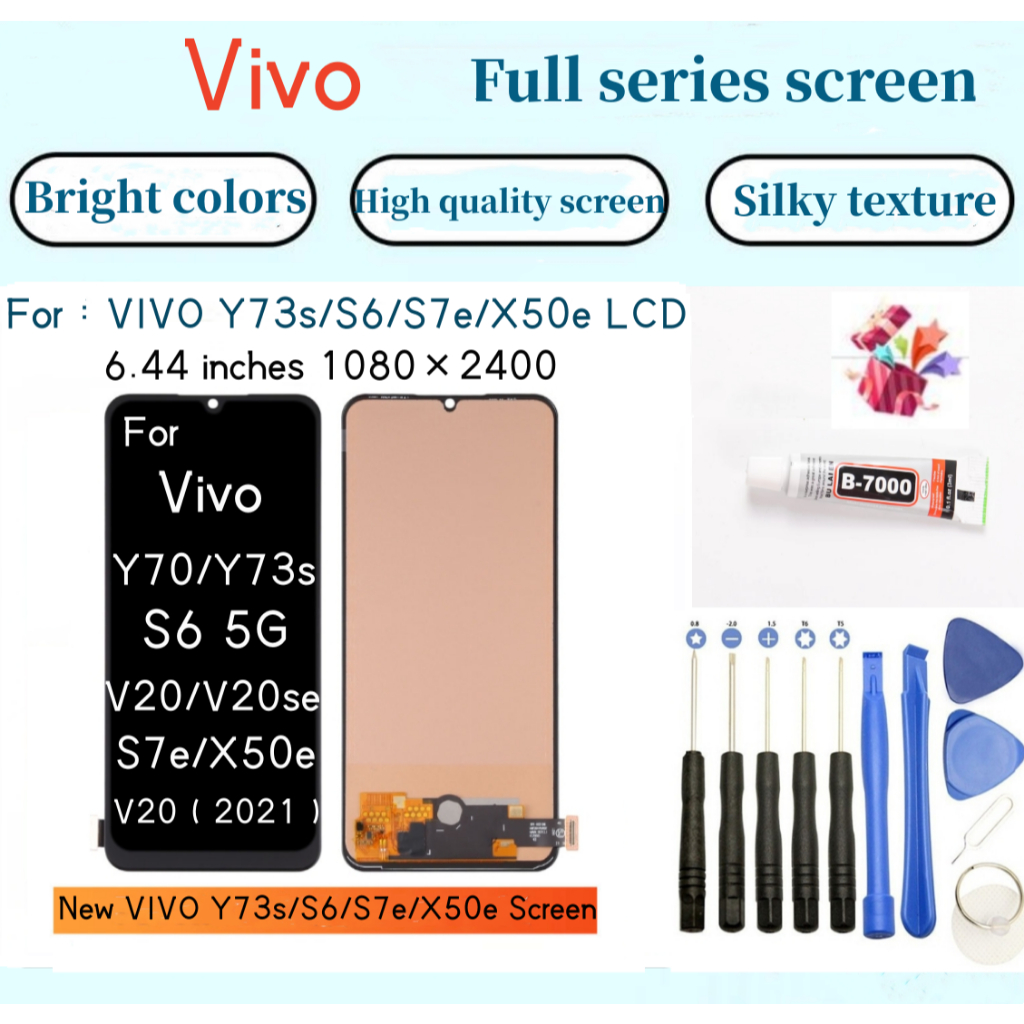หน้าจอ AMOLED สนับสนุนลายนิ้วมือเหมาะสําหรับ VIVO S6 V20 V20 SE Y73S ...