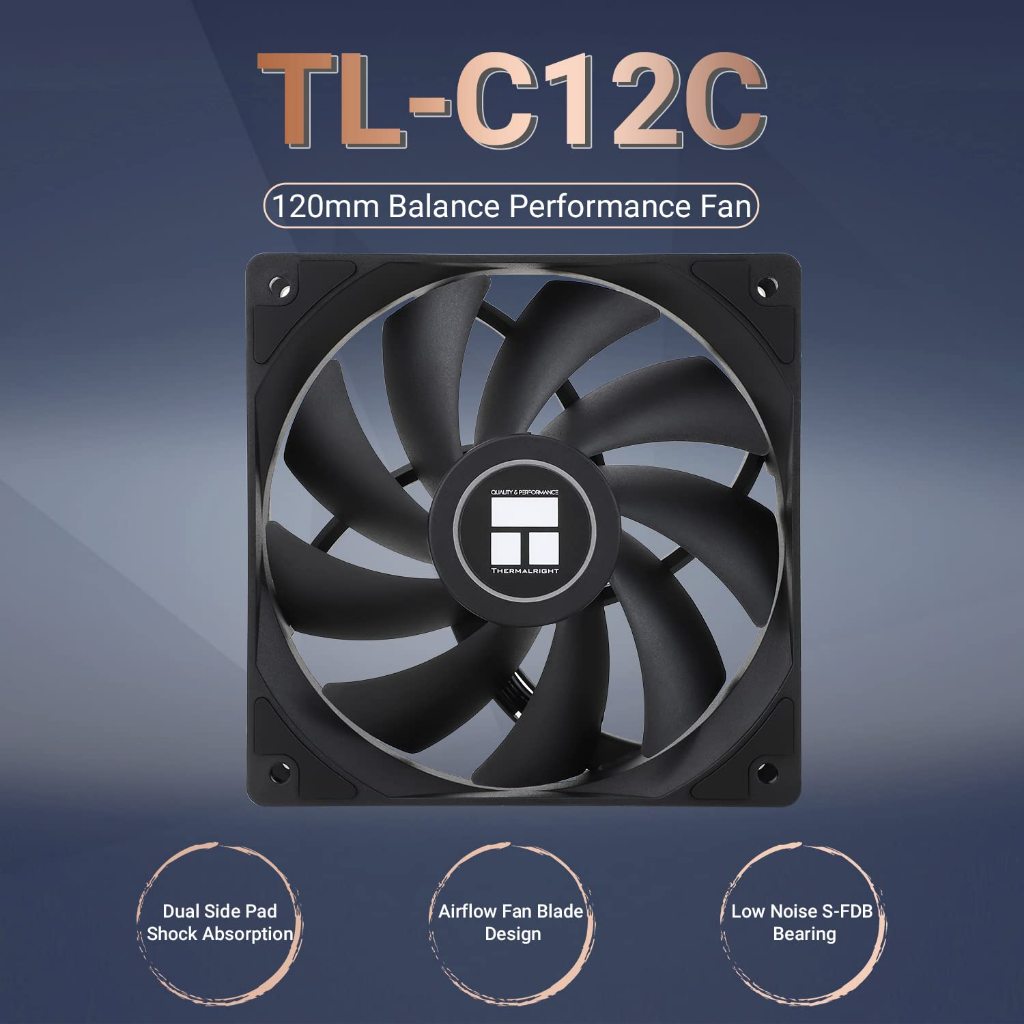 Thermalright TL-C12C พัดลม CPU 12 ซม.พัดลมแชสซี 1550RPM 4pin PWM เงียบพัดลม Cooler พัดลม S-FDB ...