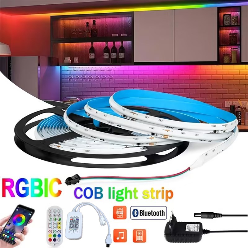 Ws2811 IC Dream Color COB LED Strip พร้อมบลูทูธ APP ควบคุมและอะแดปเตอร์ ...