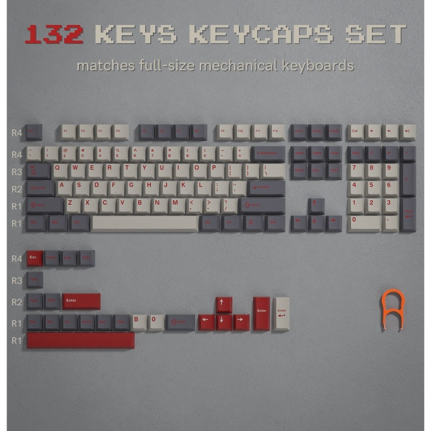 Voier 132 คีย์ PBT Keycaps Retro Cherry Profile Double Shot Custom Key ...