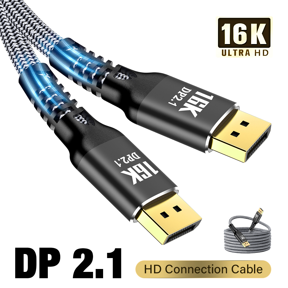 ชุบทอง Displayport สาย DP 2.1 16K @ 60HZ 8K @ 120HZ 4K @ 144HZ Display ...