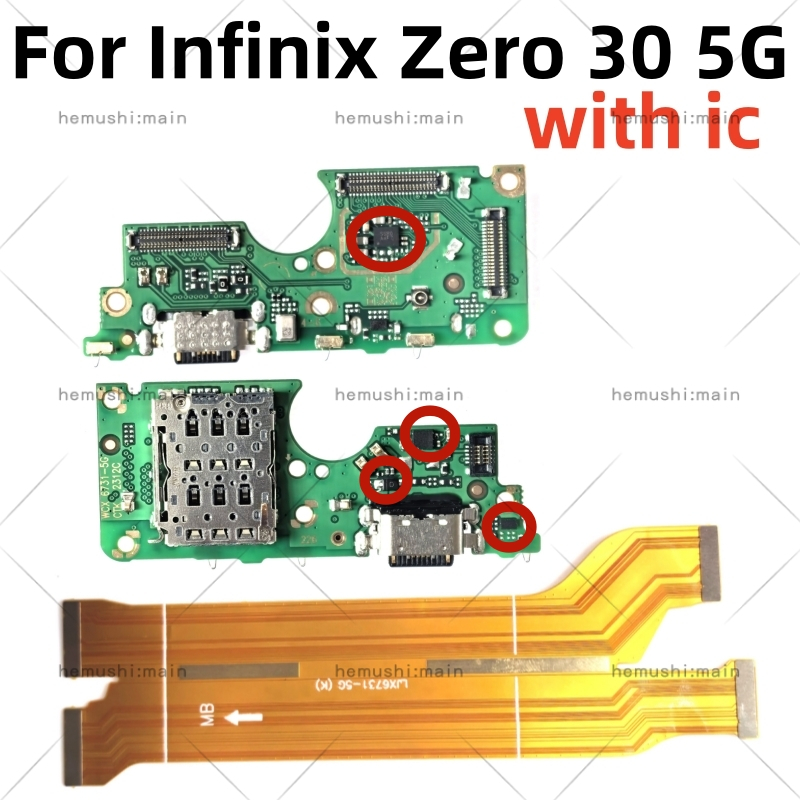 Usb ชาร์จพอร์ตสําหรับ Infinix Zero 30 5G X6731 5G เมนบอร์ด flex พอร์ต ...