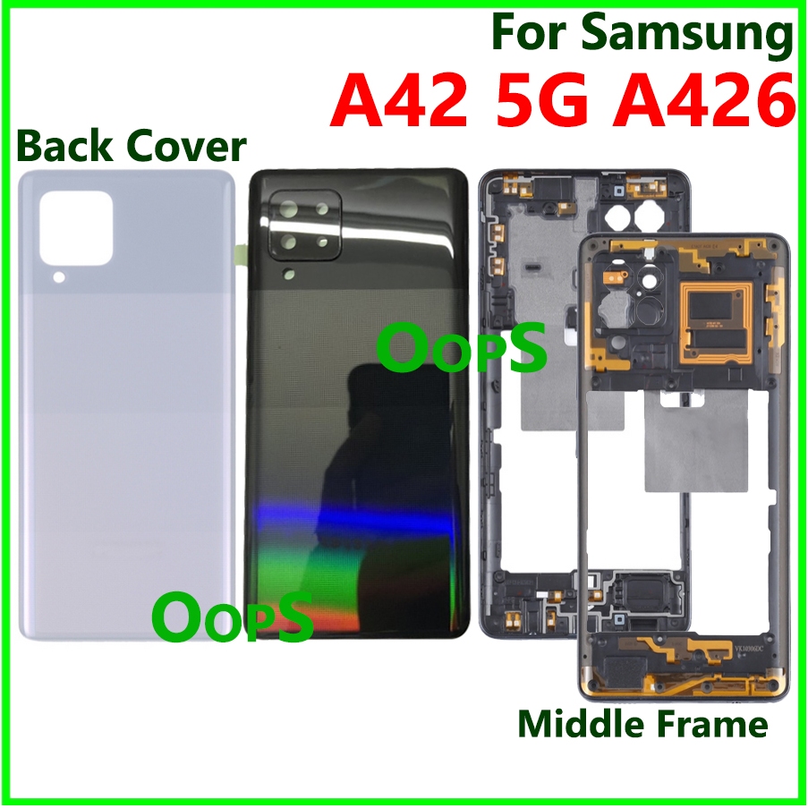 สําหรับ Samsung Galaxy A42 5G A426 LCD กรอบกลางด้านหลังฝาครอบแบตเตอรี่ ...