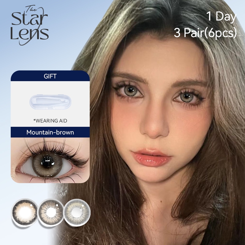 Starlens 6pcs คอนแทคเลนส์รายวัน คอนแทคเลนส์ Brown/Grey 14.5mm ...