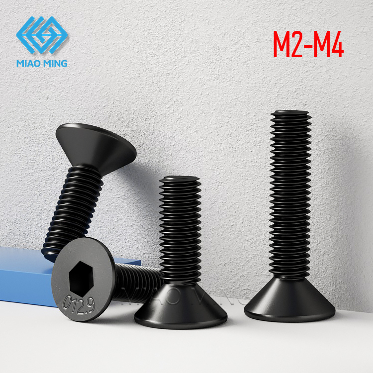 M2 M2.5 M3 M4 สีดํา Countersunk หัวแบนสกรู hex allen bolt alenkey ...