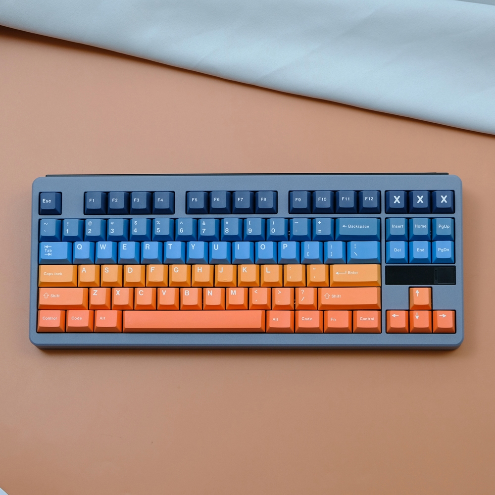 147 คีย์ Skyline Blue Orange Gradient Keycaps โปรไฟล์เชอร์รี่ PBT Dye ...