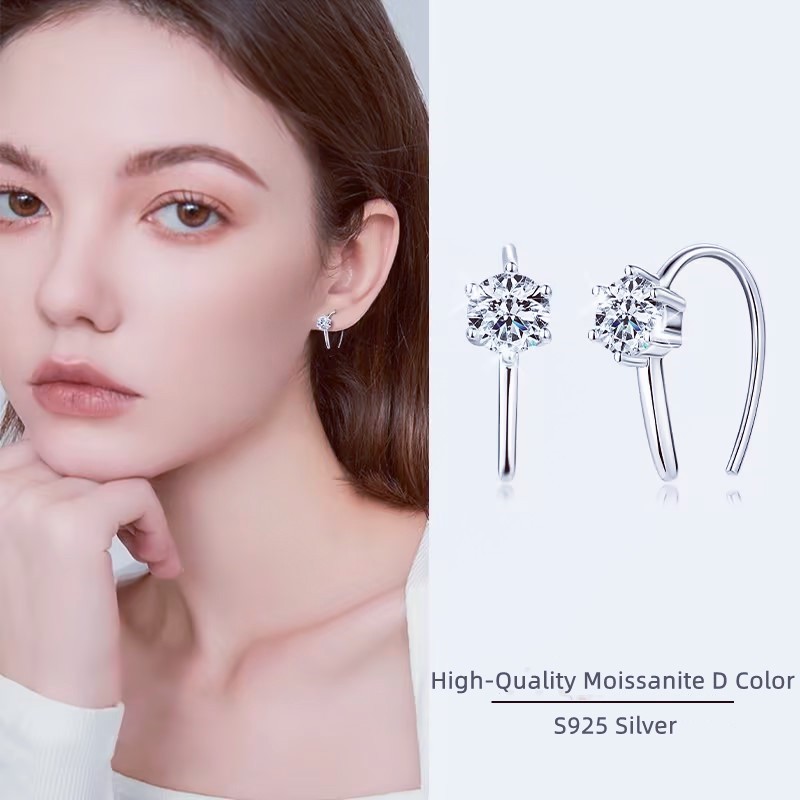 Real moissanite D สีผู้หญิงเพชรต่างหูใบรับรอง GRA ชุบทอง 18K S925 เงินสเตอร์ลิงต่างหู moissanite ...