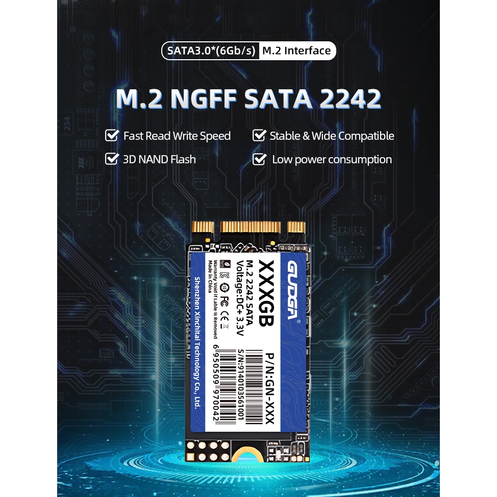 Gudga SSD M2 SATA 22X42 มม.M.2 NGFF SATA SSD 64GB 128GB 256GB 512GB ภายใน Solid Hard State Drive ...