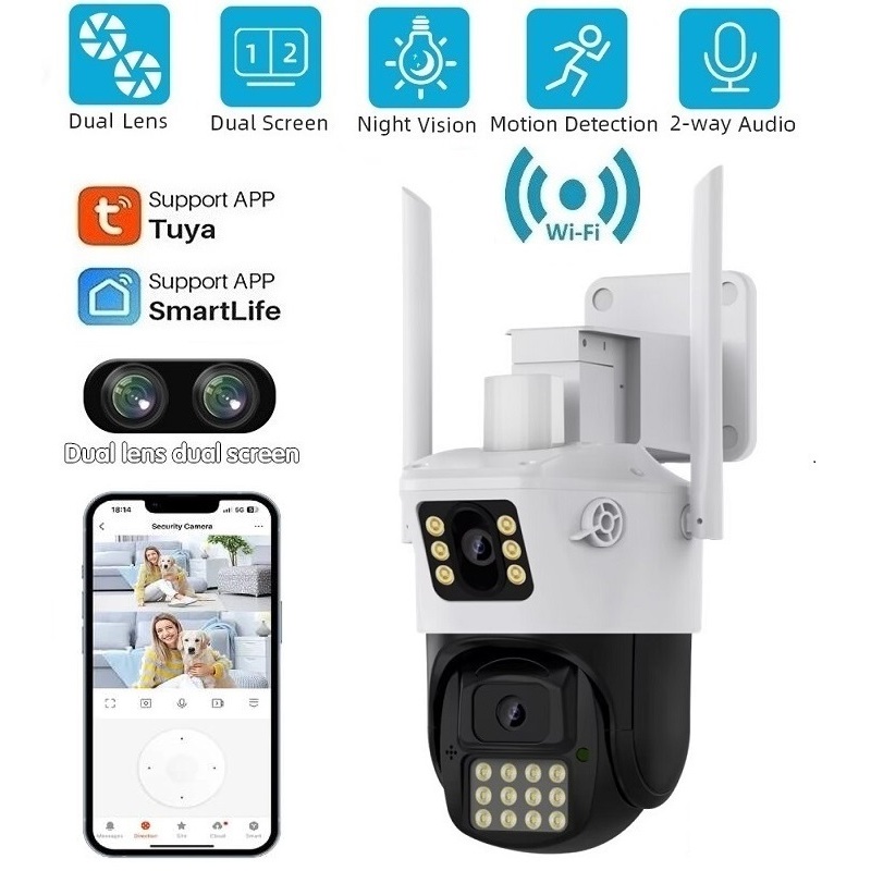 Tuya Smart Life กล้องวงจรปิด CCTV 4MP PTZ WiFi IP เลนส์คู่ และหน้าจอคู่ ...