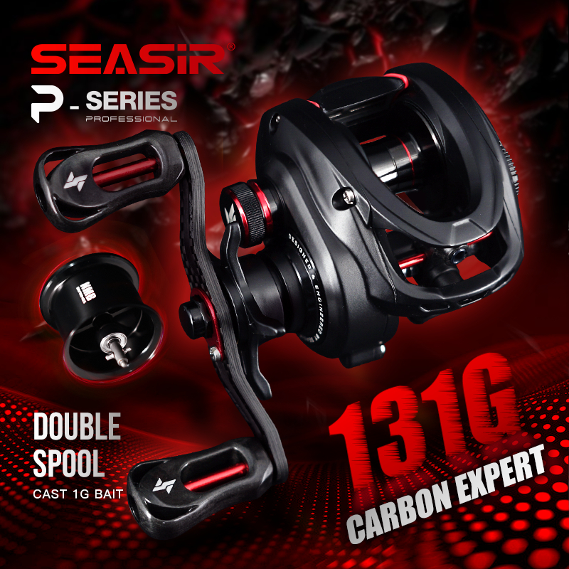 Seasir MANSORY PRO 131G Ultra Light คาร์บอนไฟเบอร์คู่ Spools Baitcasting ตกปลา Reel 7 + 1 BB 7.1 ...
