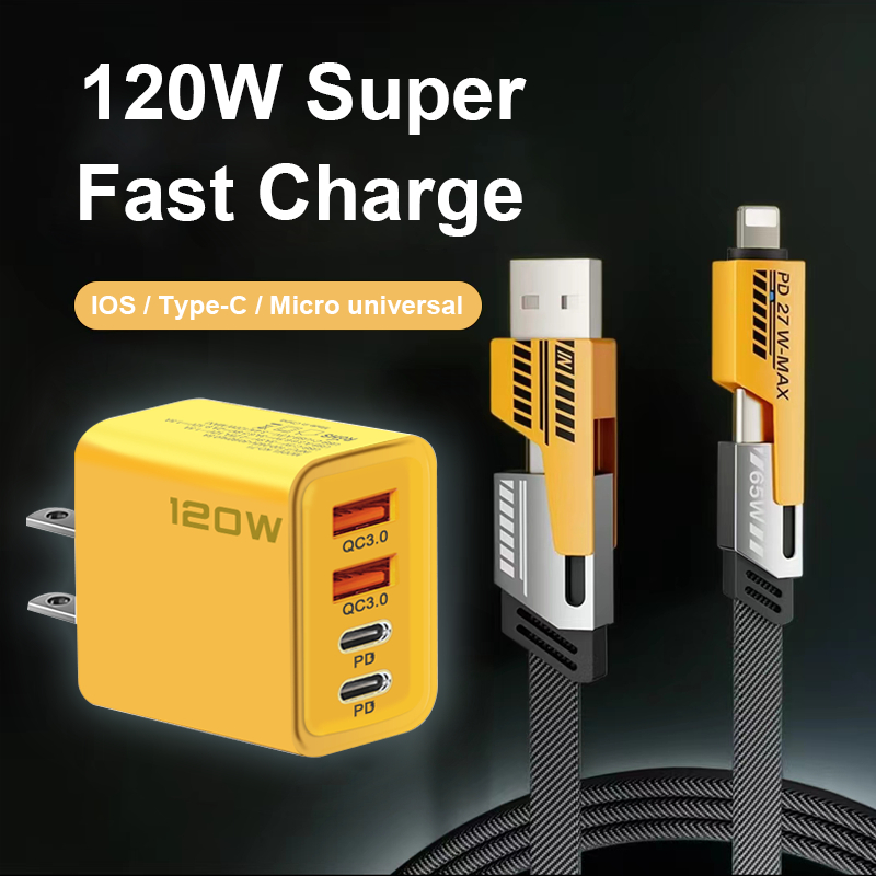 120w Fast Charger Kit หัวชาร ์ จ +QC 3.0 สายชาร ์ จ 2PD +2USB อะแดปเตอร ...