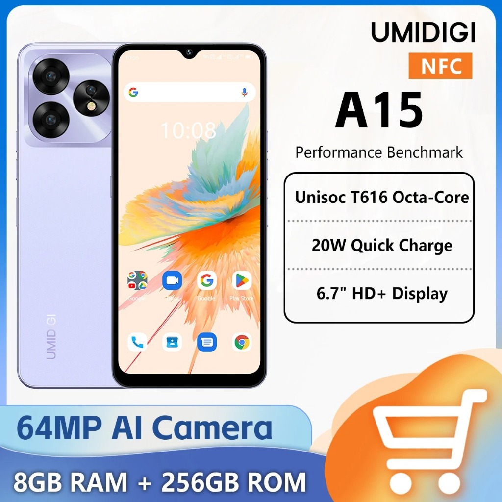 Umidigi A15 สมาร์ทโฟน 8GB + 256GB 6.7 "HD + จอแสดงผล 5000mAh แบตเตอรี่ ...
