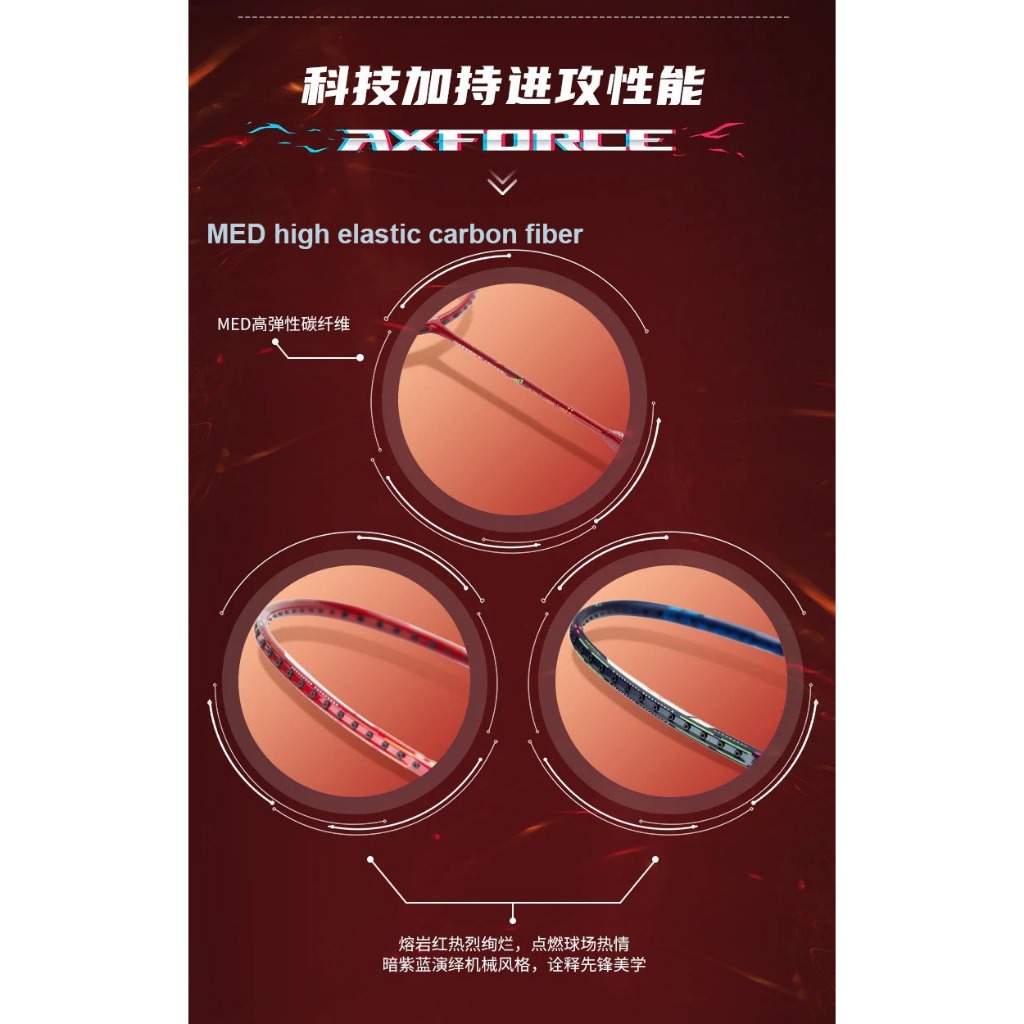 Li Ning Axforce Cannon PRO ไม้แบดมินตัน 4U/5U สีแดง/สีม่วงเข้มสีฟ้า ...