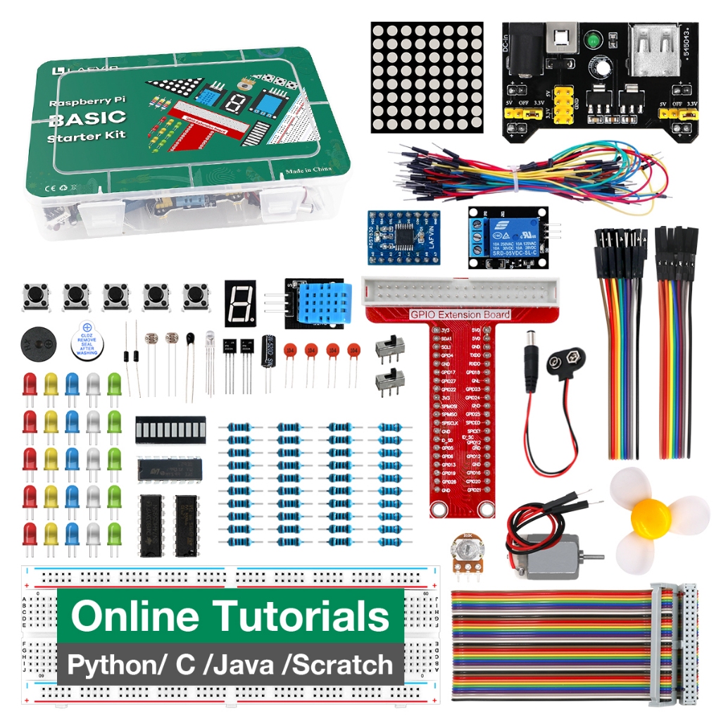 Lafvin Starter Kit สําหรับ Raspberry Pi 5/4/3, ใช้งานร่วมกับ Python C Java Scratch Beginner Kit ...