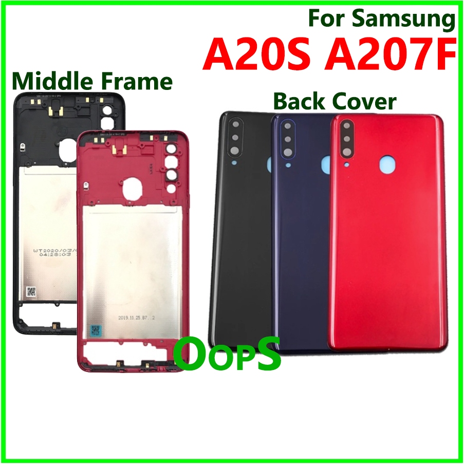 สําหรับ Samsung A20s A207 A207F A207M LCD กรอบกลางแบตเตอรี่ด้านหลัง ...