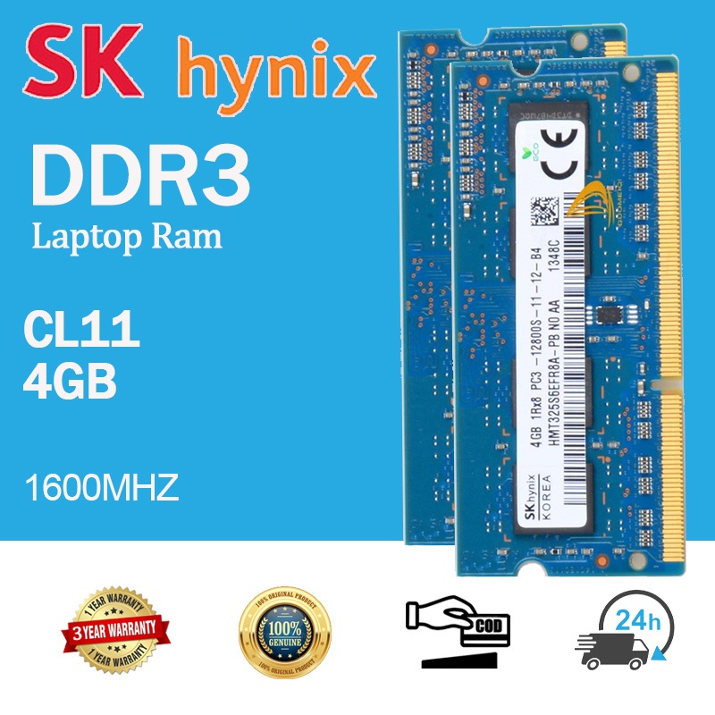 SK Hynix 4GB DDR3 1600MHz เอสเค ไฮนิกส์ PC3-12800S 204pin 1Rx8 Laptop Memory แรม โน็ตบุ๊ค ...