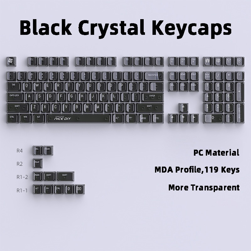 Black/white Crystal Keycaps PC โปร ่ งใส MDA Profile Keycap Custom ...