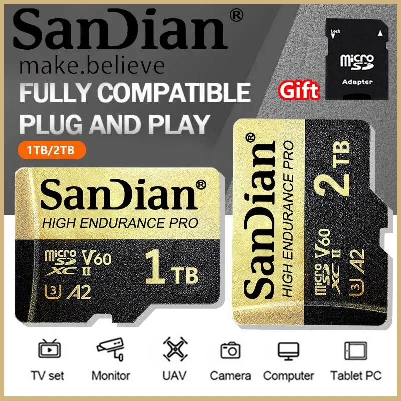 Sandian 1TB ความเร็วสูง Micro TF Sd การ์ด 1TB 2TB Flash Class 10 ...