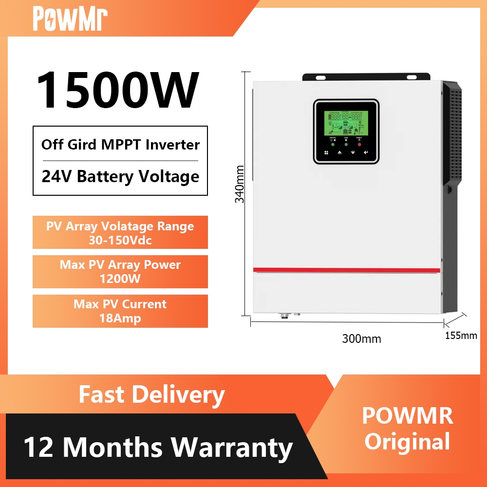 PowMr MPPT 1500W Pure Sine Wave Off-Grid Solar Hybrid Inverter 230Vac ...