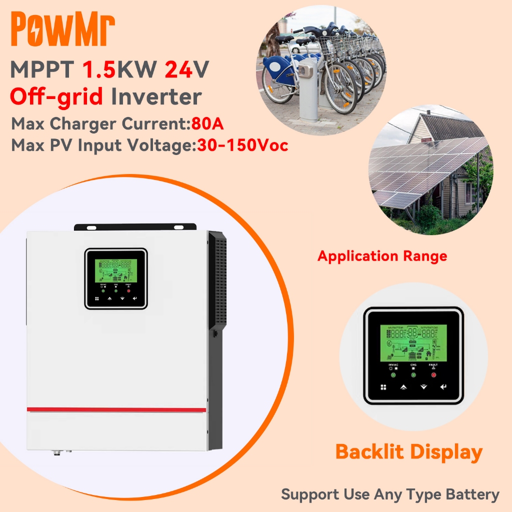 Powmr MPPT 1500W Pure Sine Wave Off-Grid Solar Hybrid อินเวอร์เตอร์ ...