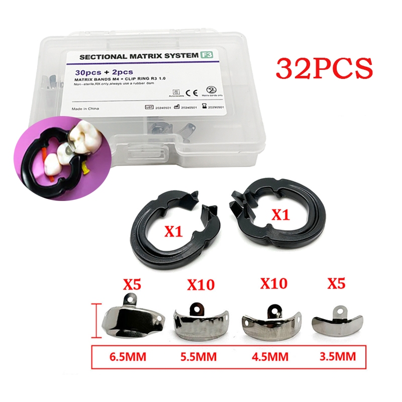 ทันตกรรม Sectional Matrix System Partal Contoured โลหะ Matrices ชุด 30 ...
