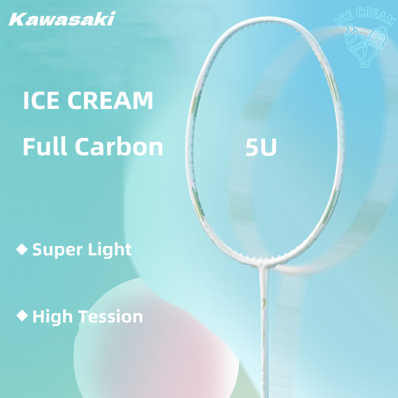 Kawasaki Badminton Racquet ICE CREAM 5U 18-30 LBS Full Carbon Ultra ...