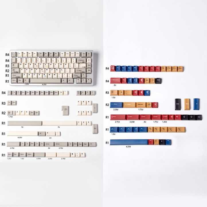 -LW- Retro Warm White Light PBT Keycaps CHERRY Profile คีย์บอร์ด ...