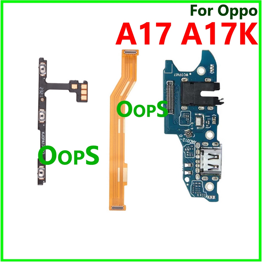 สําหรับ Oppo A17 A17K เปิดปุ่มปรับระดับเสียง Flex USB ชาร์จบอร์ดหลักเมน ...