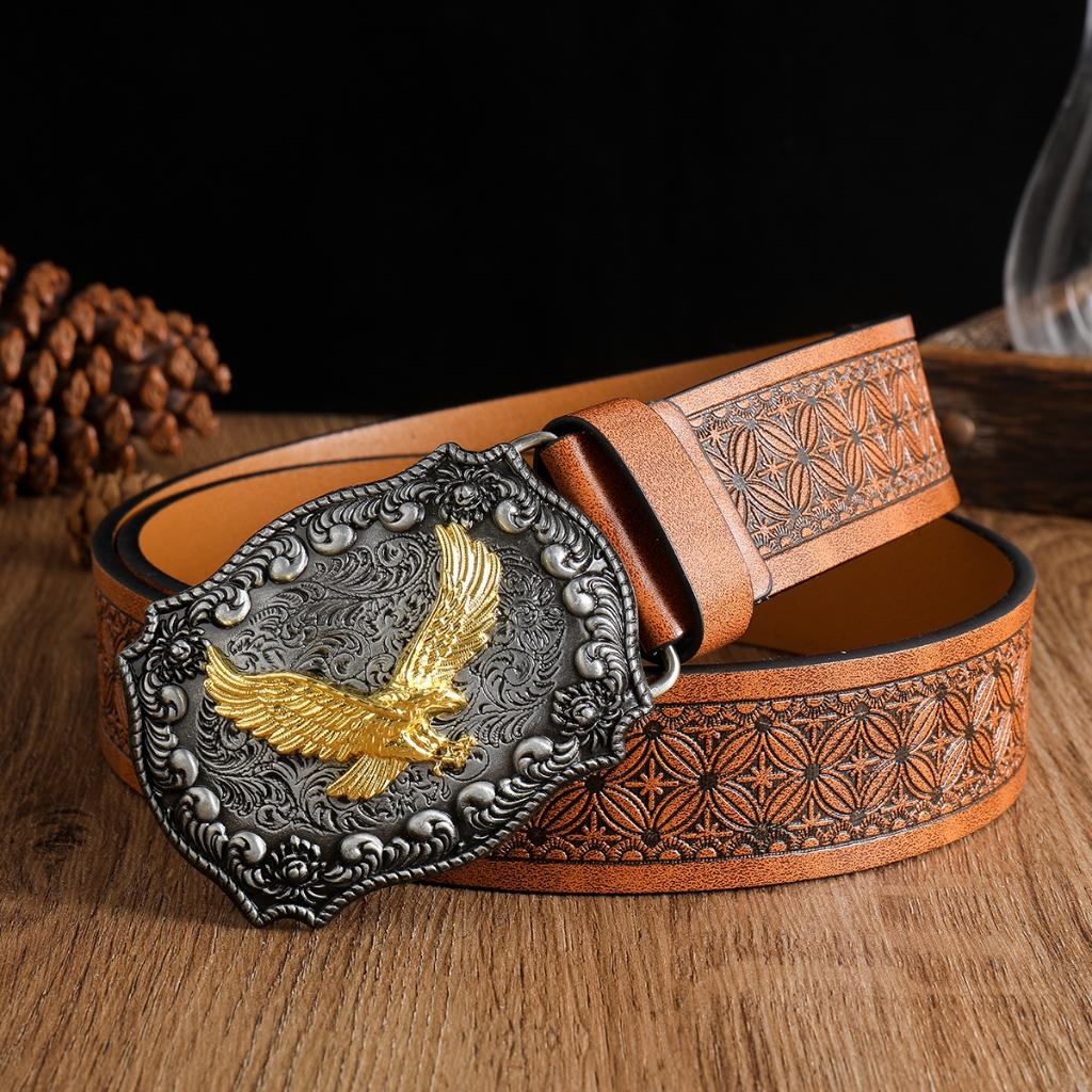 กว้าง 3.7 ซม. ผู้ชายและผู้หญิง Western Steed Head Denim สไตล์ Horsehead ...