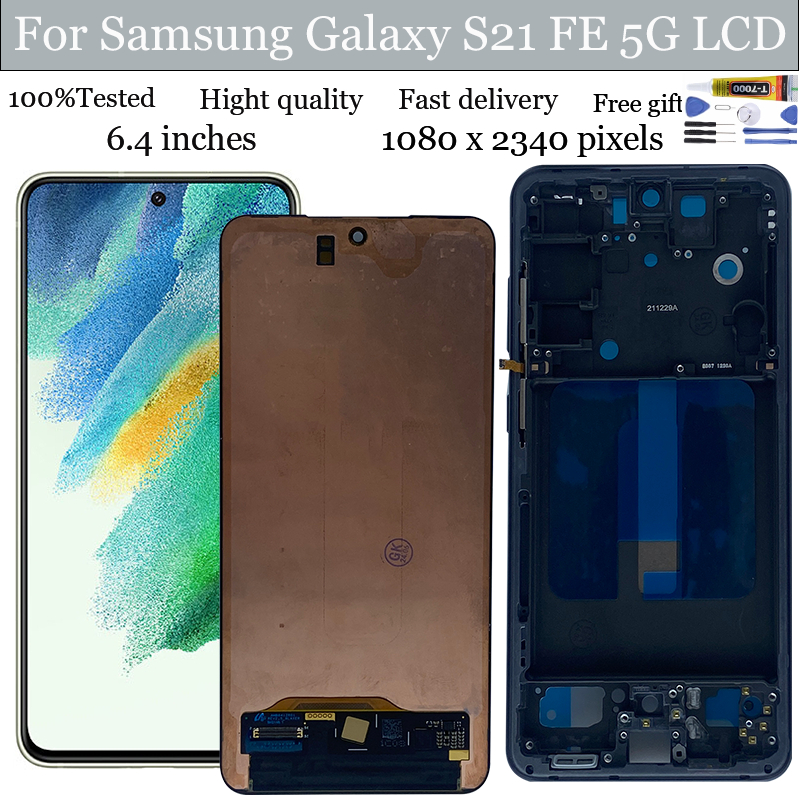 Original AMOLED สําหรับ Samsung Galaxy S21 FE 5G SM-G990B หน้าจอสัมผัส ...