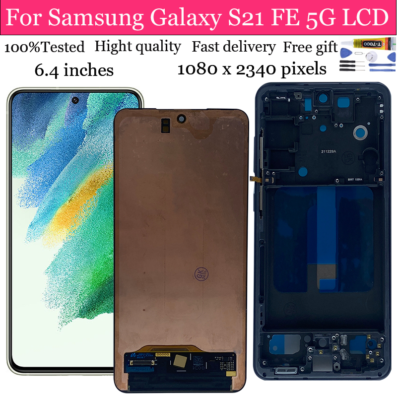 SAMSUNG Original AMOLEDสําหรับSamsung Galaxy S21 FE 5G SM-G990Bหน้าจอ ...