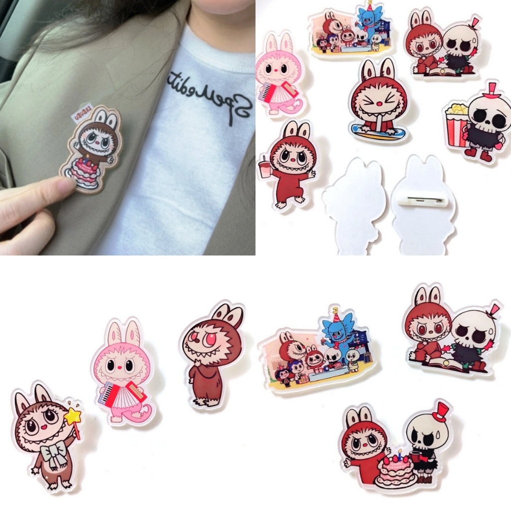 เครื ่ องประดับแฟชั ่ นน ่ ารักการ ์ ตูนพิมพ ์ Labubu Badge เข ็ มกลัด ...