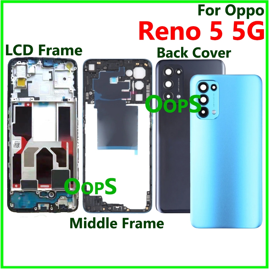 สําหรับ OPPO Reno 5 5G Reno5 CPH2145 ฝาครอบแบตเตอรี่ประตูหลัง LCD ...