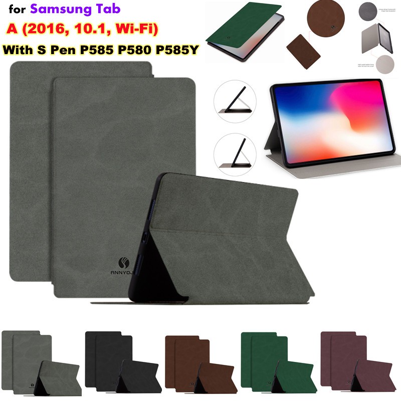 For Samsung Galaxy Tab A (2016, 10.1, Wi-Fi) With S Pen P585 P580 SM-P585Y High Quality PU ...