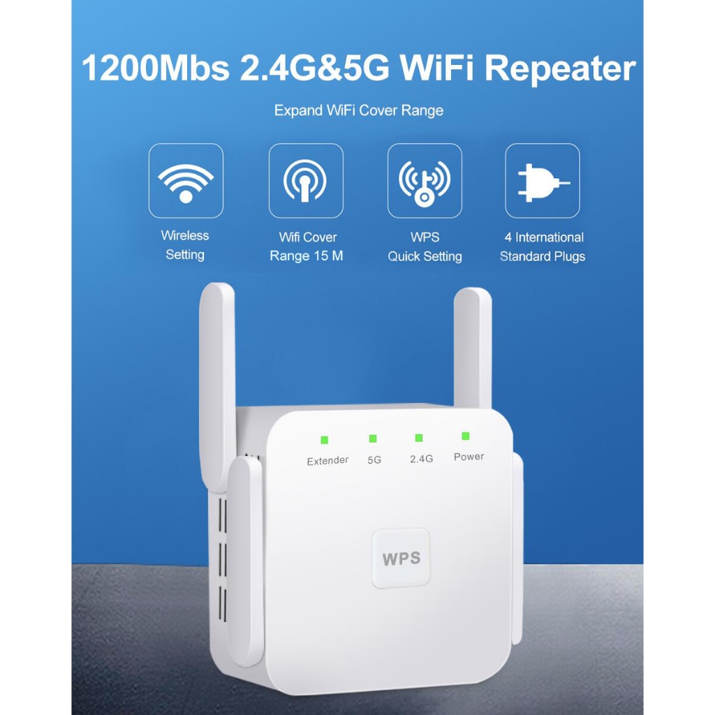 5ghz Wireless Wifi Repeater 1200Mbps Router Wifi Booster 2.4G Wifi Long Range Extender 5G Wi-Fi ...