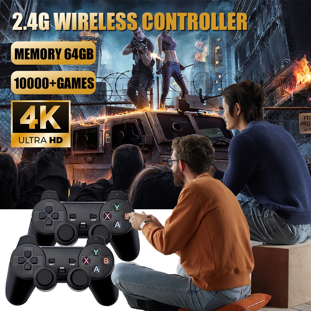 คอนโซลวิดีโอเกม 2.4G Wireless Controller เกม 4K 20000 เกม 6432GB Retro ...