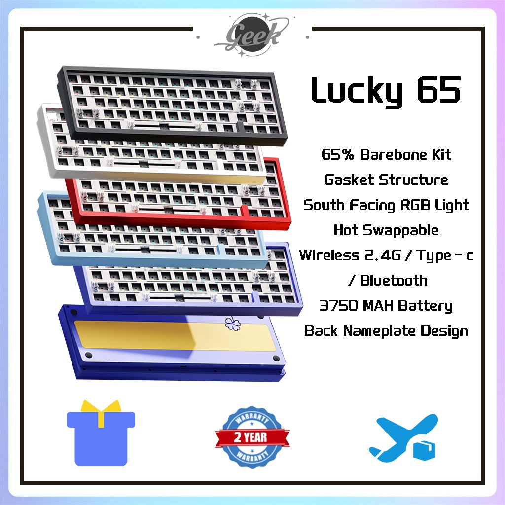 Weikav Lucky65 ชุดคีย์บอร์ด BareBone ไร้สาย 65% GASKET RGB คีย์บอร์ด ...