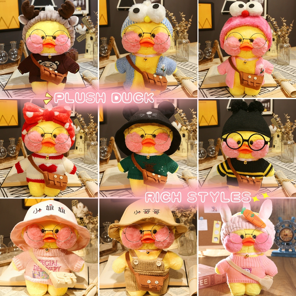 JULIEFASHION 30 ซม.สีเหลืองน่ารัก LaLafan Cafe เป็ดตุ๊กตาของเล่นยัดไส้ ...