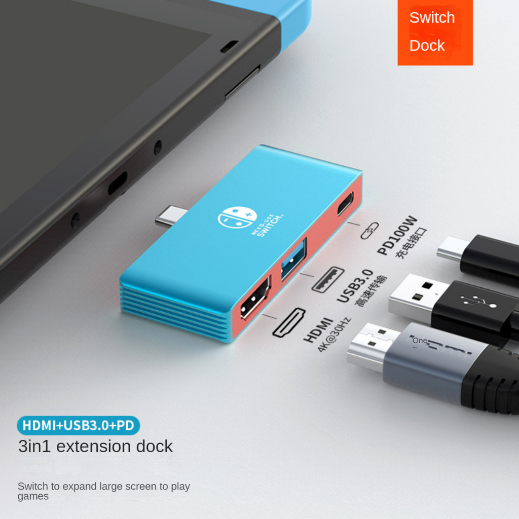 3 in 1 แบบพกพา Type-C ถึง HDMI PD 100W 4K 30HZ USB3.0 Hub USB-C Docking Station HD สําหรับ ...