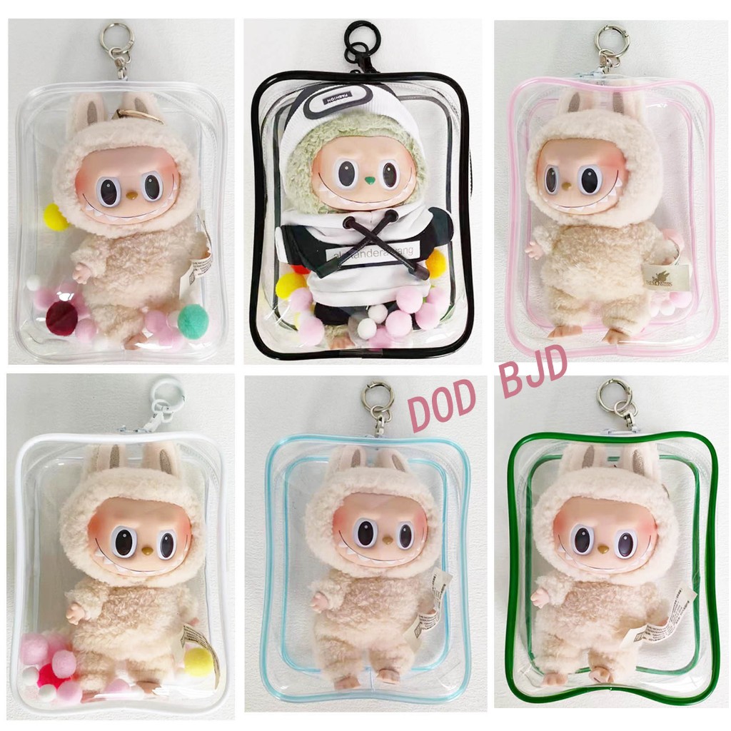 Labubu bag Transparent Outdoor Square bag for 17cm Labubu Macaron ...