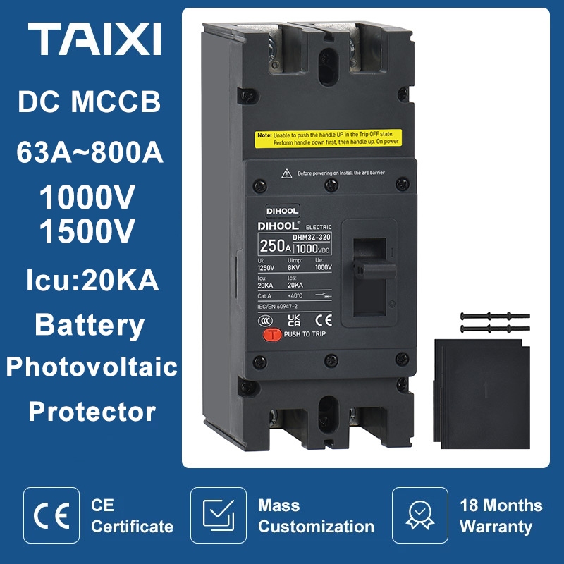 Dc MCCB Molded Case Circuit Breaker 2P 12V 24V 1000V 1500V 100A 200A 250A 400A 630A แบตเตอรี่ ...