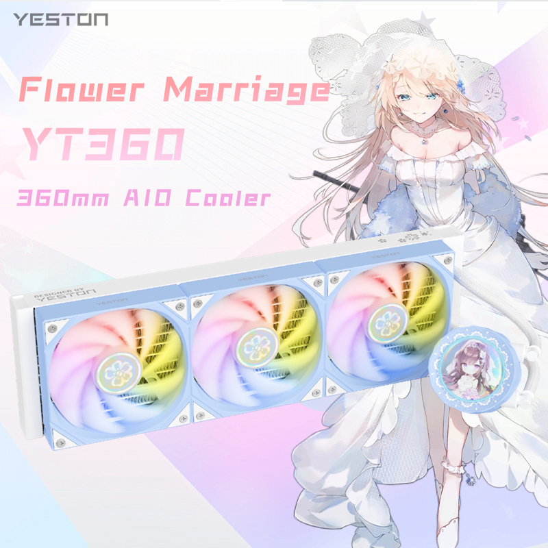 Yeston YT-360 ARGB CPU Aio Cooler ดอกไม้แต่งงาน Sakura ออกแบบ 360 มม.PC ...