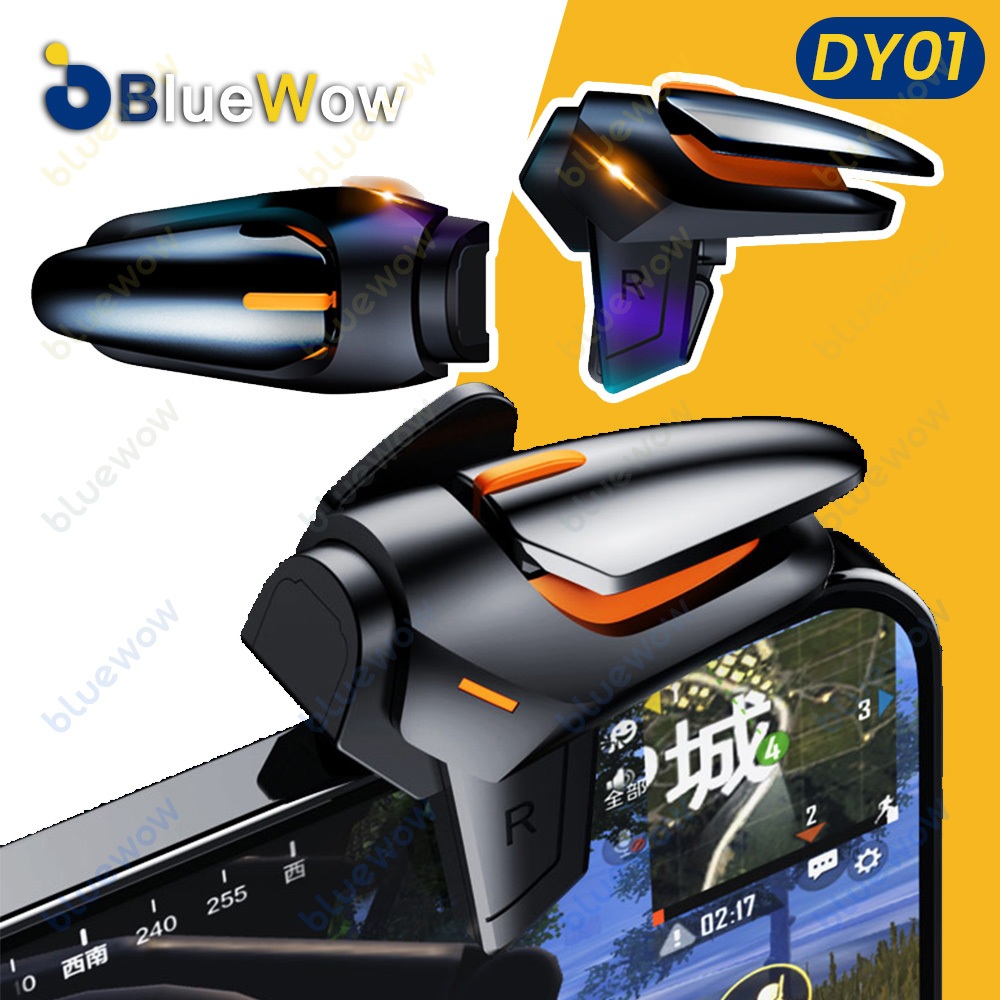 Bluewow DY01 ตัวควบคุมเกมโทรศัพท์มือถือสําหรับ PUBG Aim ยิง L1R1 ปุ่มโลหะผสมทริกเกอร์จอยสติ๊กเกม ...