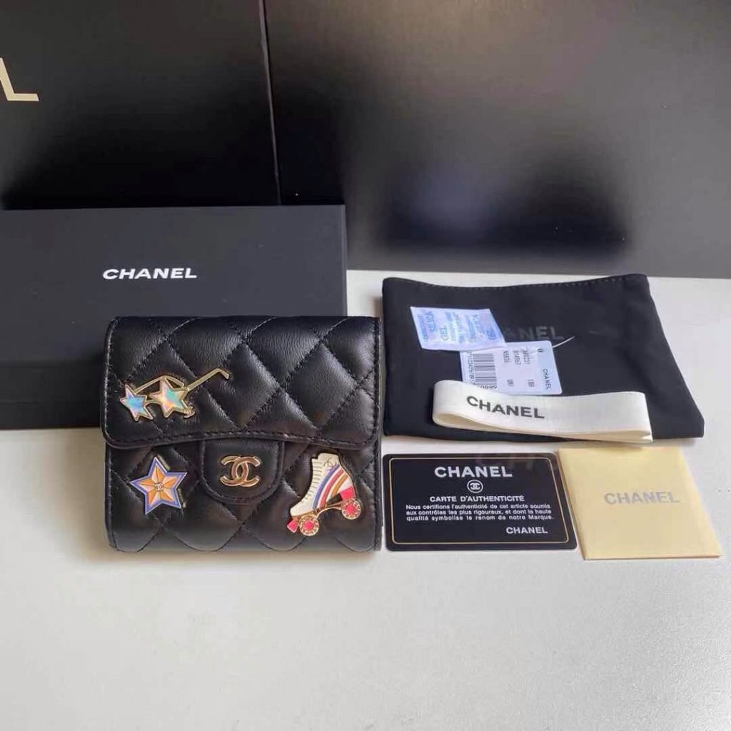Ch @ nel Badge Wallet อัพเกรดรูปแบบกระเป๋าสตางค์คุณภาพสูงผู้ถือบัตร ...