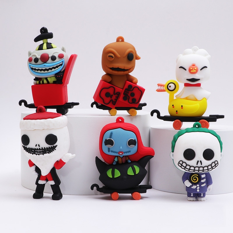 6 ชิ้น/เซ็ต 6-7 ซม. Nightmare ก่อนคริสต์มาสแจ็ค Skellington Sally Santa ...