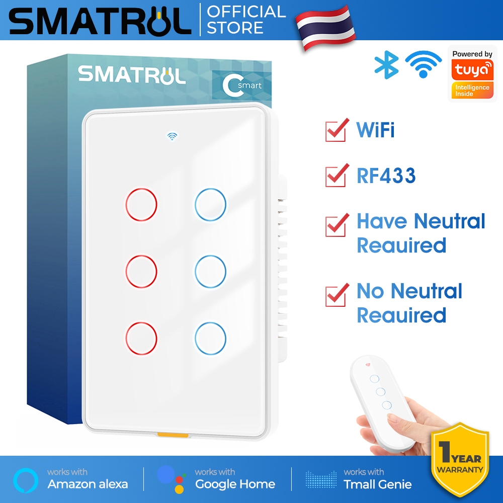 Smatrul Tuya Smart Home ไม่มี Neutral/Neural Wire Wireless WiFi RF433 ... Smatrul Tuya Smart Home ไม่มี Neutral/Neural Wire Wireless WiFi RF433 ...